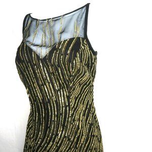 New Leaf | Dresses | Vintage Black Evening Gown Slip Dress S Sheer Gold ...